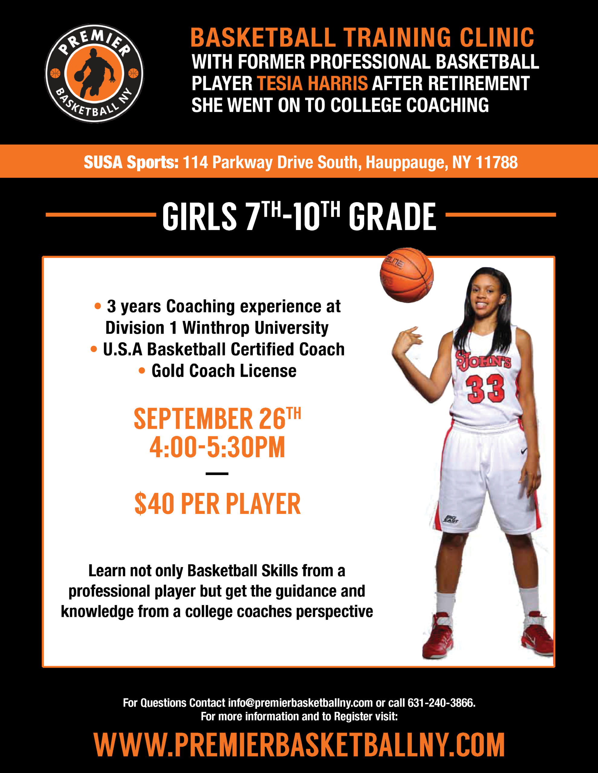 Girls 7th-10th Grade Basketball Training Clinic - Premier Basketball